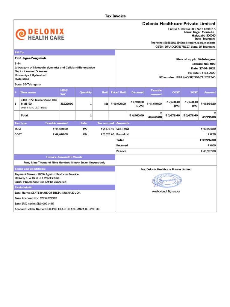 Invoice No-003 - JP Lab PDF | PDF