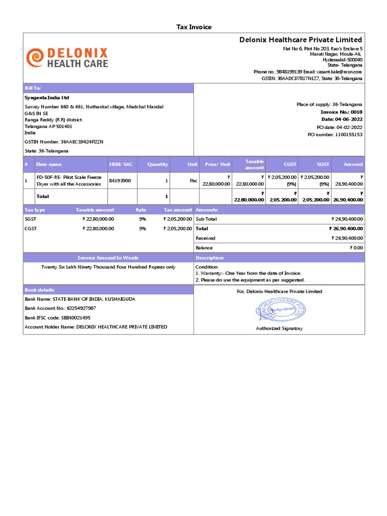 Invoice No-08 - Syngenta | PDF