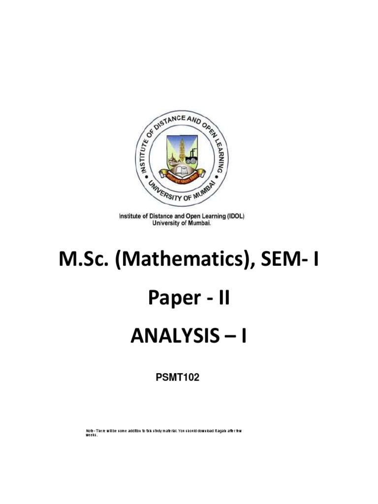 Paper II Analysis I PDF | PDF