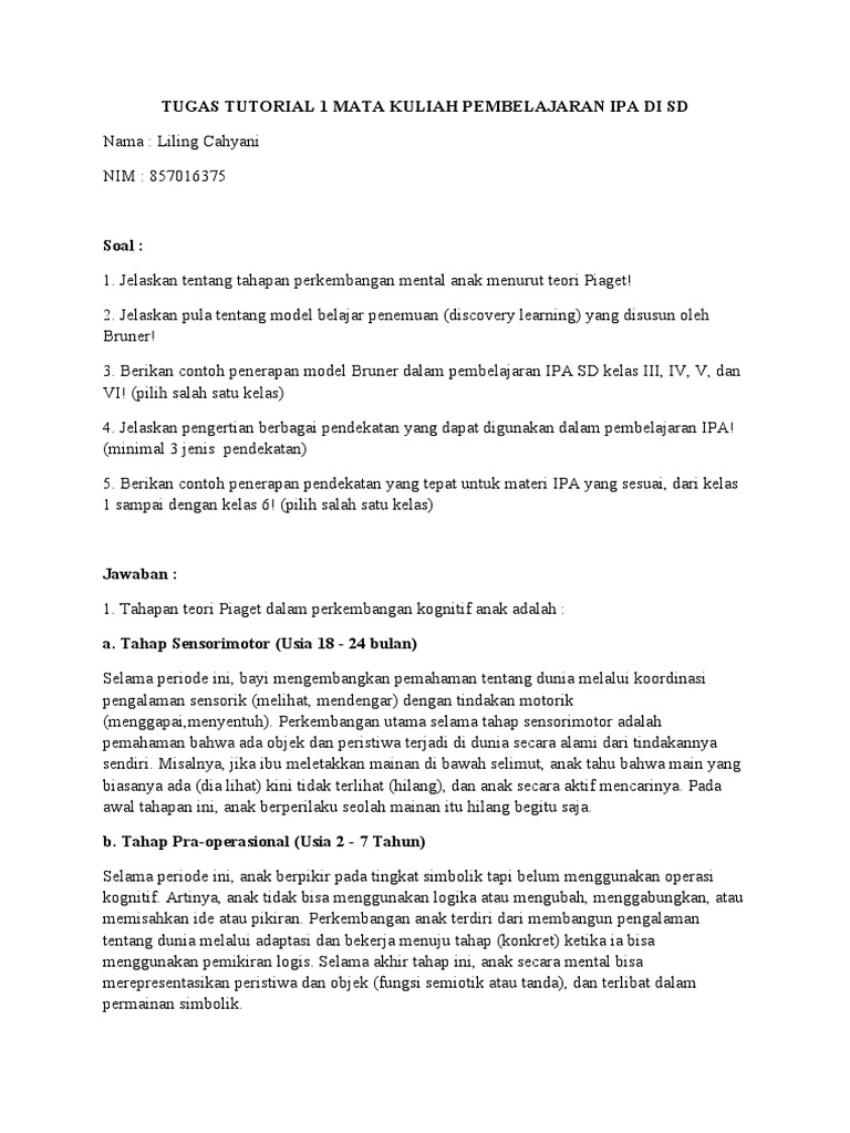 Tugas 1 Pembelajaran IPA | PDF