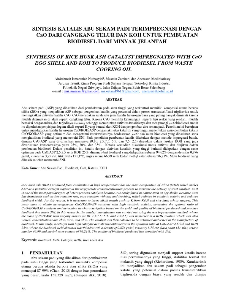 Katalis Biodiesel dari Limbah Pertanian | PDF