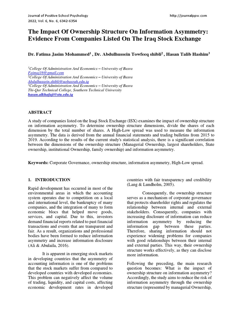 The Impact of Ownership Structure on Information Asymmetry | PDF