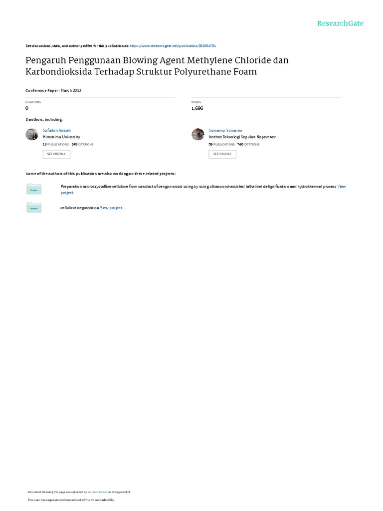 Pengaruh Penggunaan Blowing Agent Methylene Chloride Dan Karbondioksida Terhadap Struktur ...