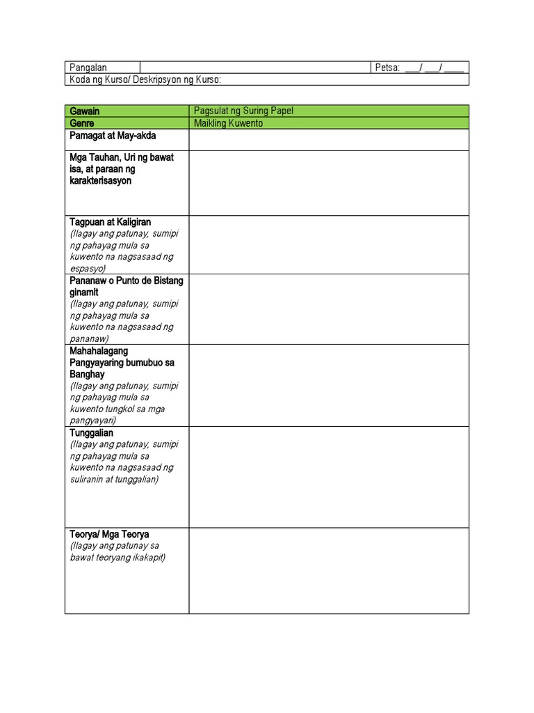 CARANDANG Suring Papel MAIKLING KUWENTO | PDF