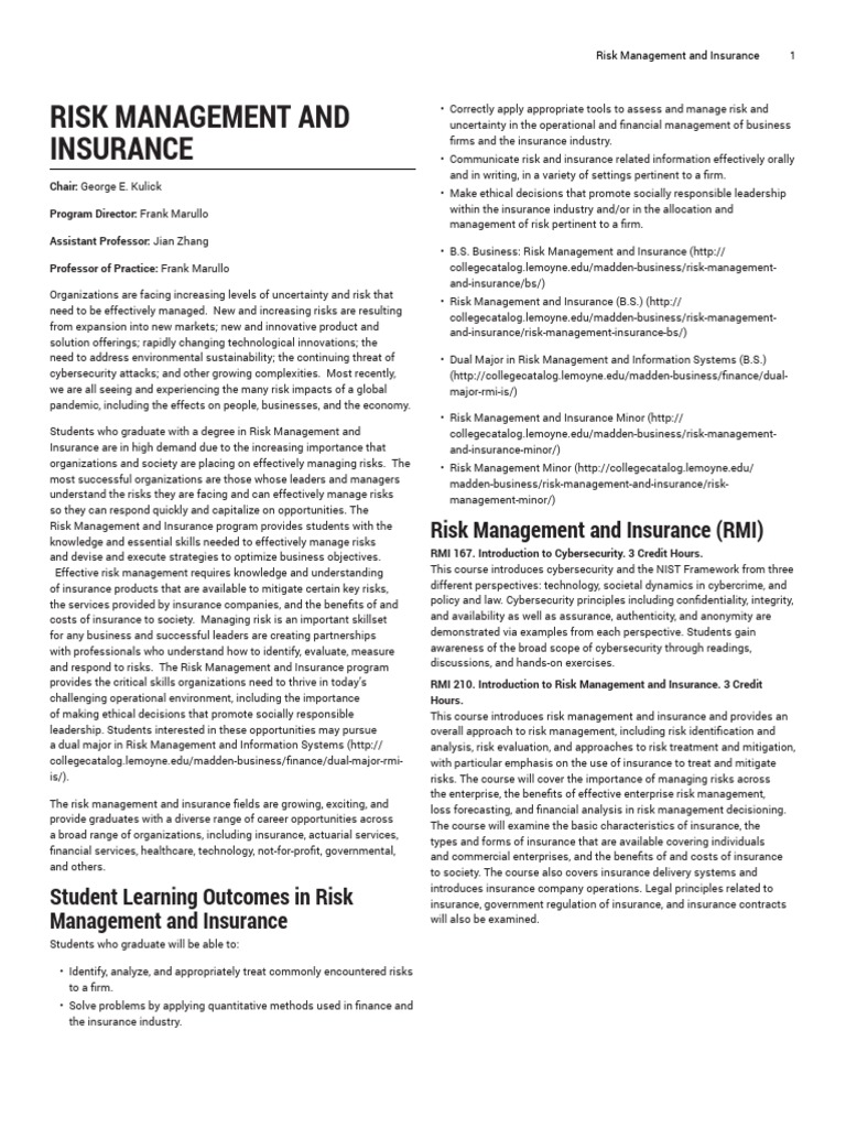 Risk Management and Insurance PDF | PDF