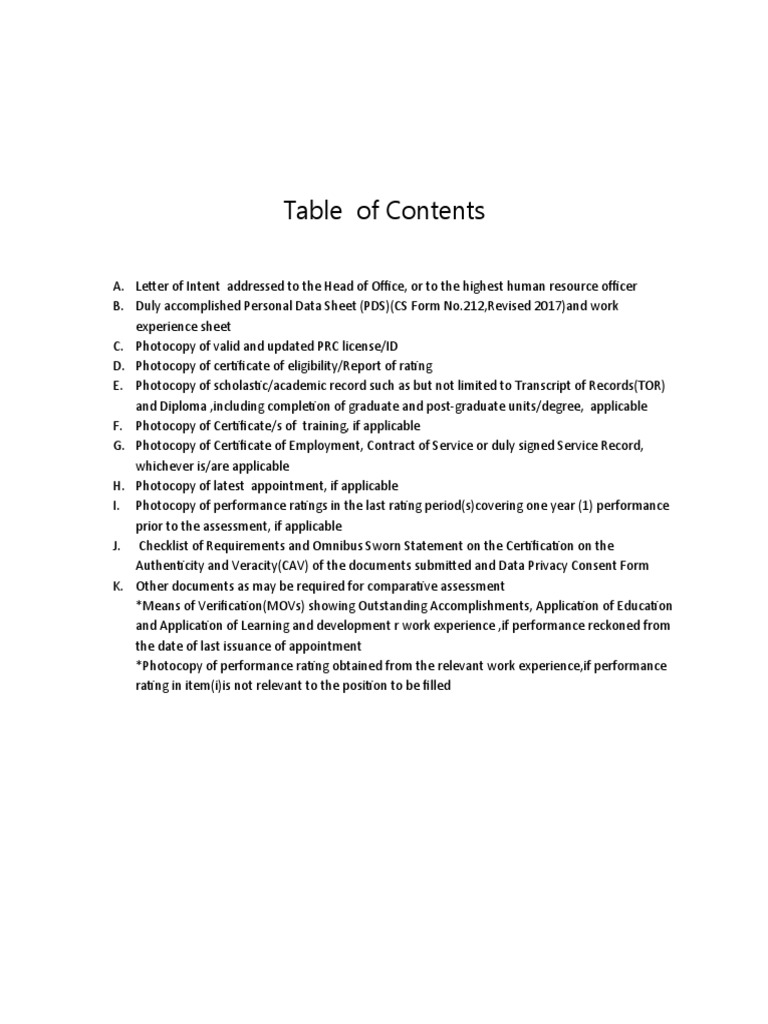 Table of Contents.docx | PDF
