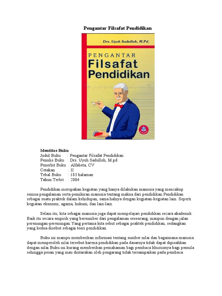 Resensi Pengantar Filsafat Pendidikan | PDF