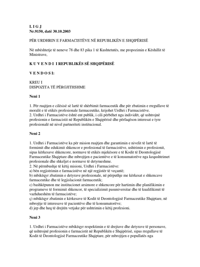 Ligji Per Krijimin e UFSH PDF | PDF