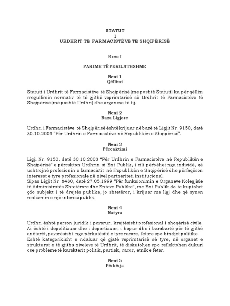 Statuti I UFSH PDF | PDF