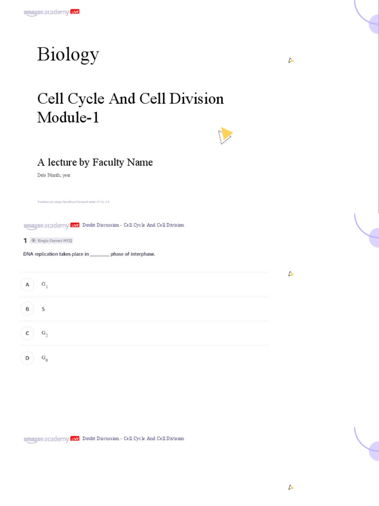 Cell Cycle and Cell Division - Grade 11 - Biology - 42 | PDF