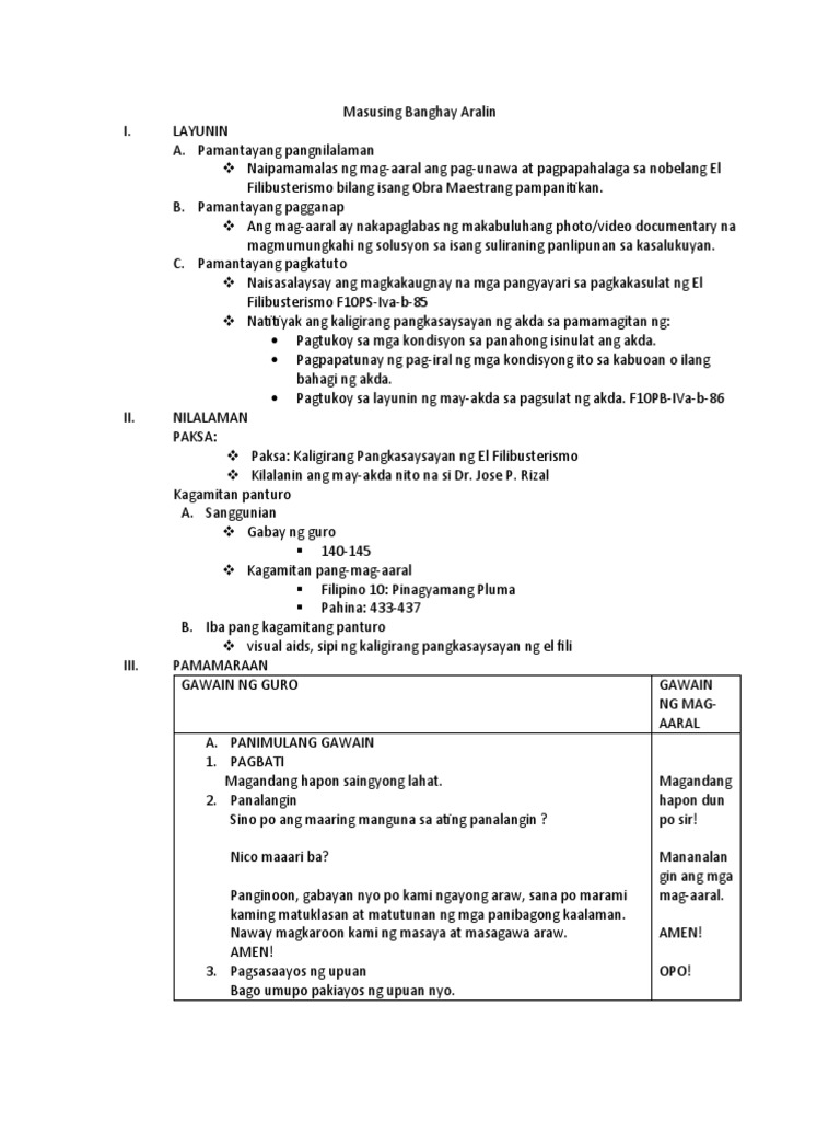 Masuring Banghay Aralin | PDF