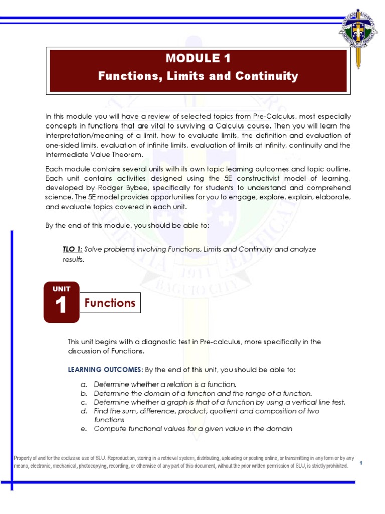 Enggmath2 Module 1 Functions Limits Continuity Notes Pdf