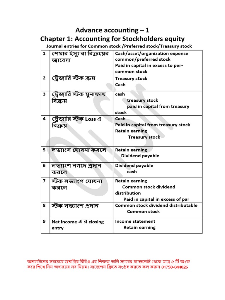 Advance Accounting-1 (2021) 3rd year accounting. | PDF