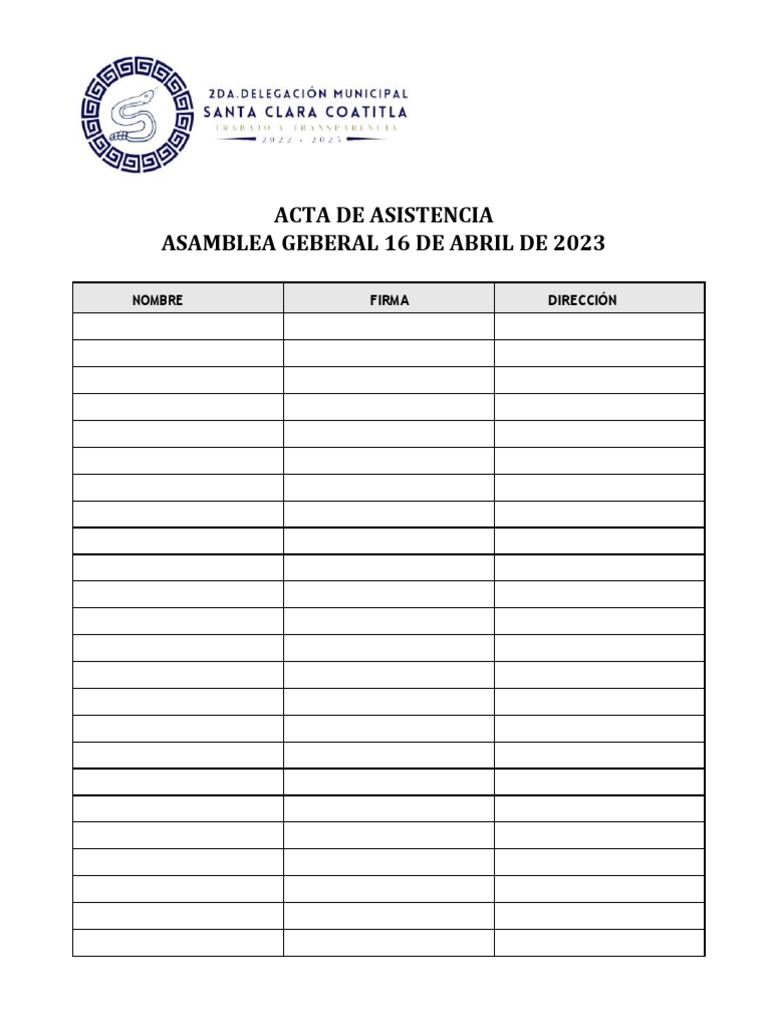 Acta de Asistencia | PDF