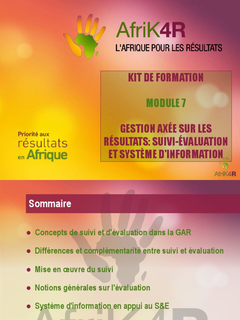 Kit de Formation Module 7 Gestion Axée Sur Les Résultats - Suivi ...