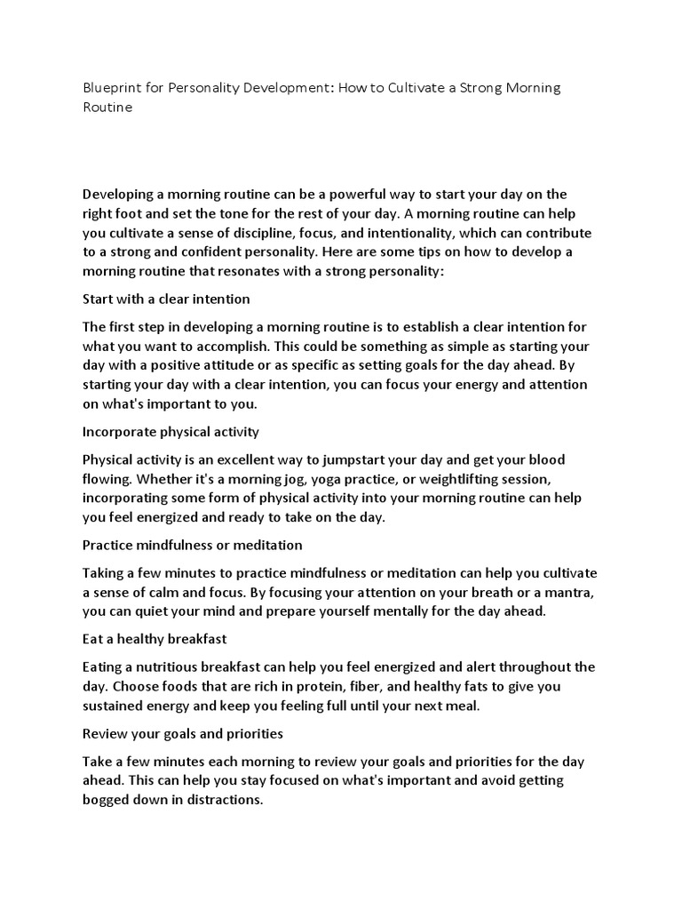 Blueprint For Morning Routine | PDF | Meditation | Mindfulness
