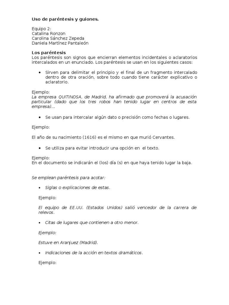 Uso de Guion-Parentesis | PDF | Soporte | Comillas