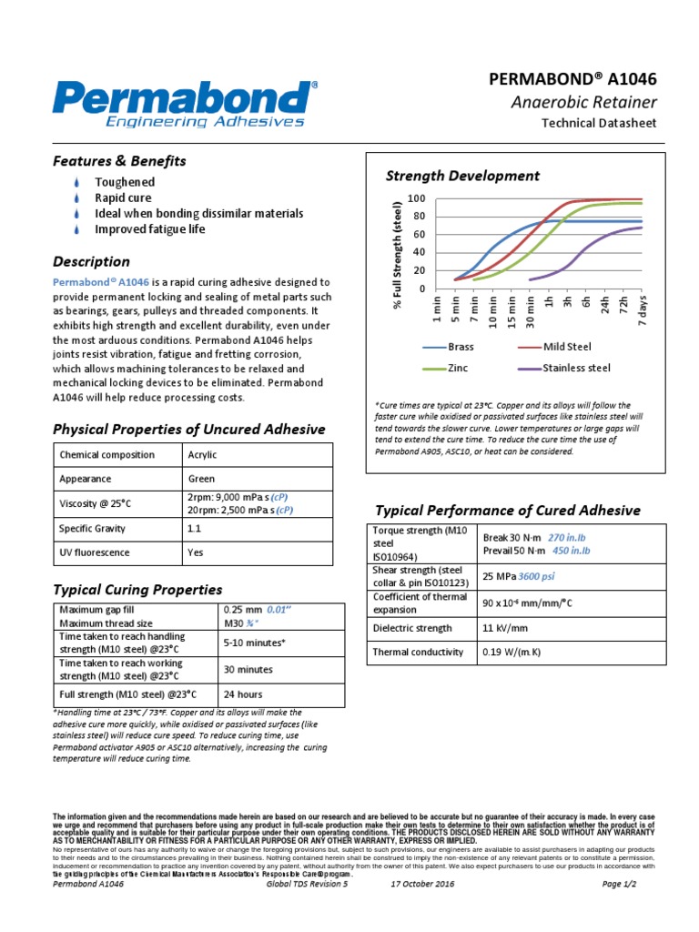 Perma Bond A1046 - Technical Datasheet PDF | PDF | Adhesive | Stainless ...