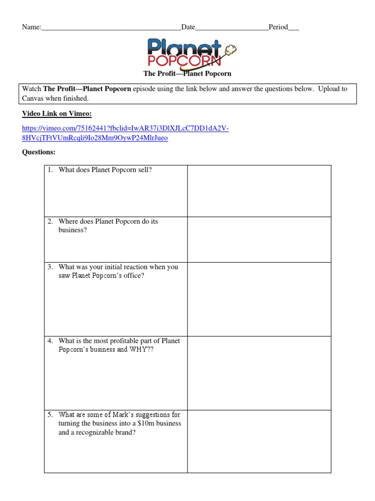 Planet Popcorn: The Profit Insights | PDF