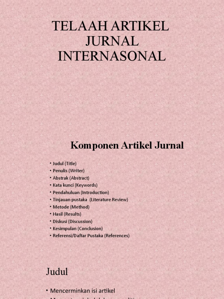 Format Telaah Artikel Jurnal Internasional | PDF