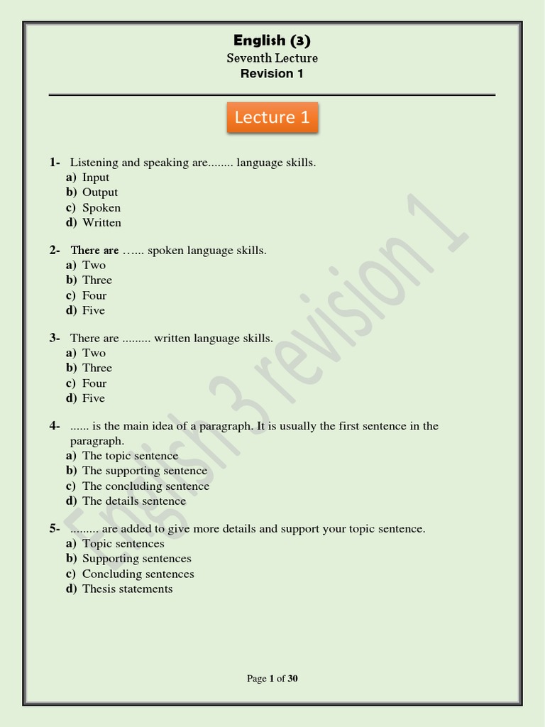 Seventh Lecture - Question Bank PDF | PDF