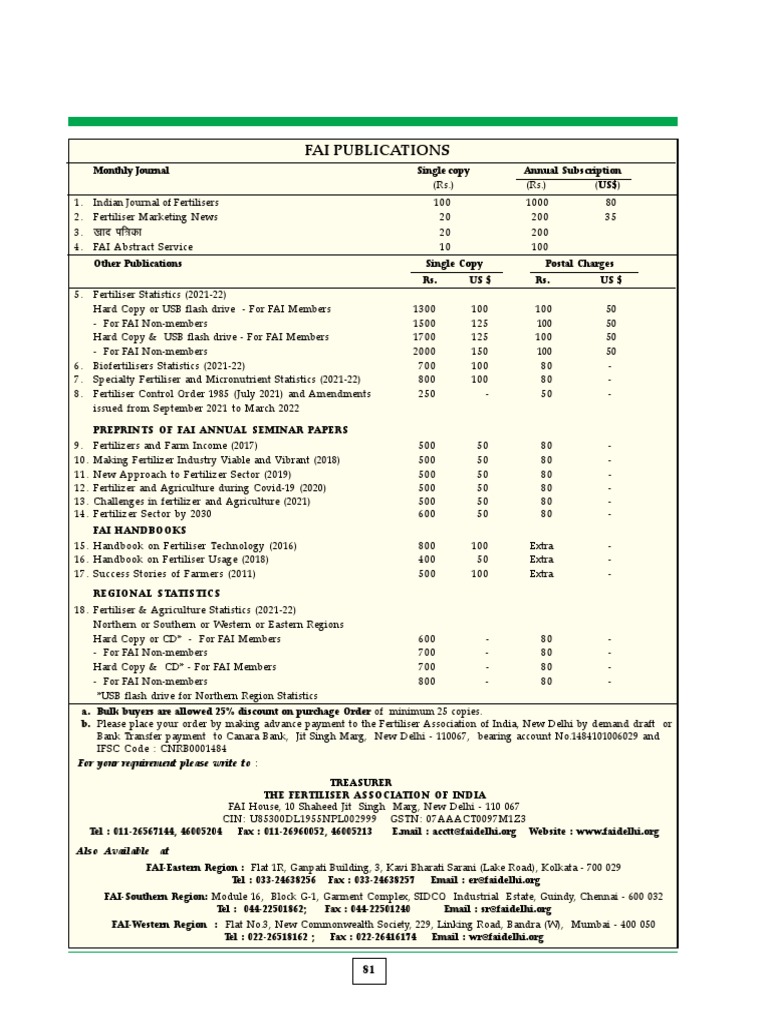 Price List of FAI Publications PDF | PDF