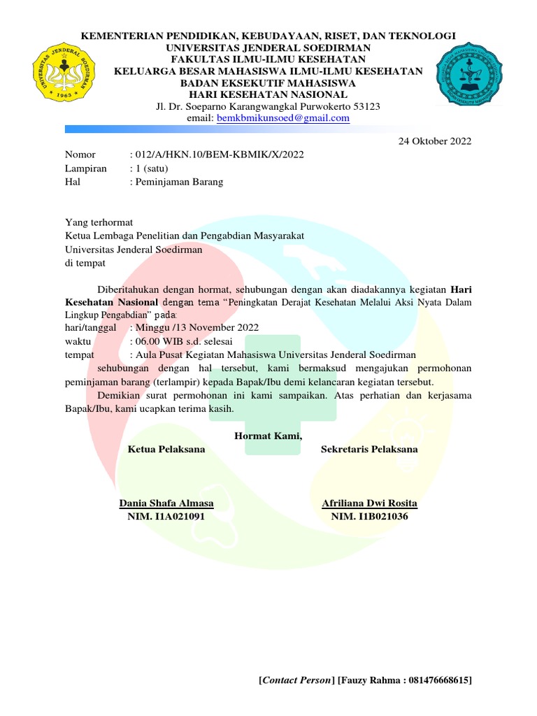 012 Surat Peminjaman Barang LPPM.pdf | PDF