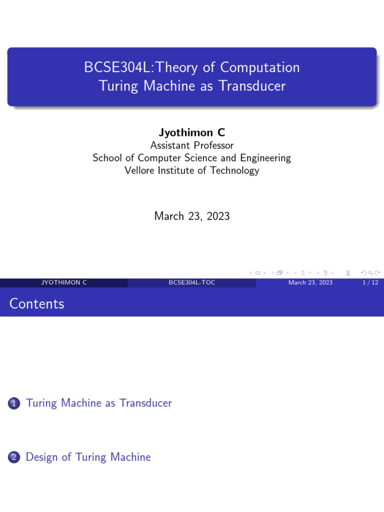 35-Turing machines as Transducer, Examples-24-03-2023 | PDF