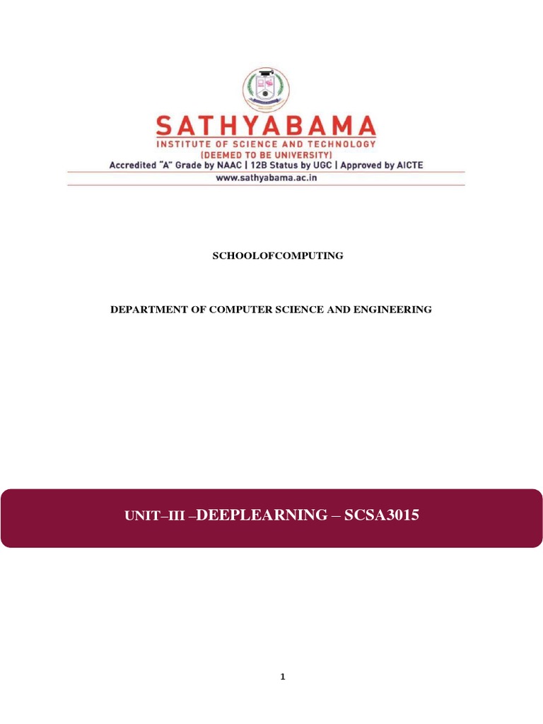 SCSA3015 Deep Learning Unit 3 | PDF SCSA3015 Deep Learning Unit 3 | PDF