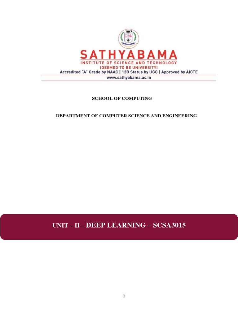 SCSA3015 Deep Learning Unit 2 PDF | PDF
