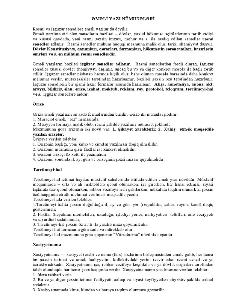 Əməli Yazı Numunələri - 012443 PDF | PDF