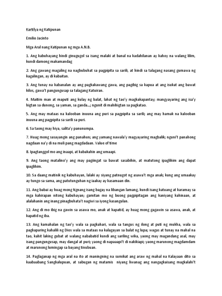 Kartilya ng Katipunan - Copy.docx | PDF