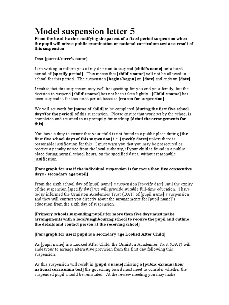 Suspension template letter missing exam SEP 22.docx | PDF | Justice ...