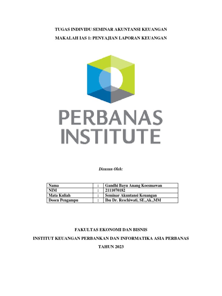 Seminar Akuntansi: IAS 1 | PDF