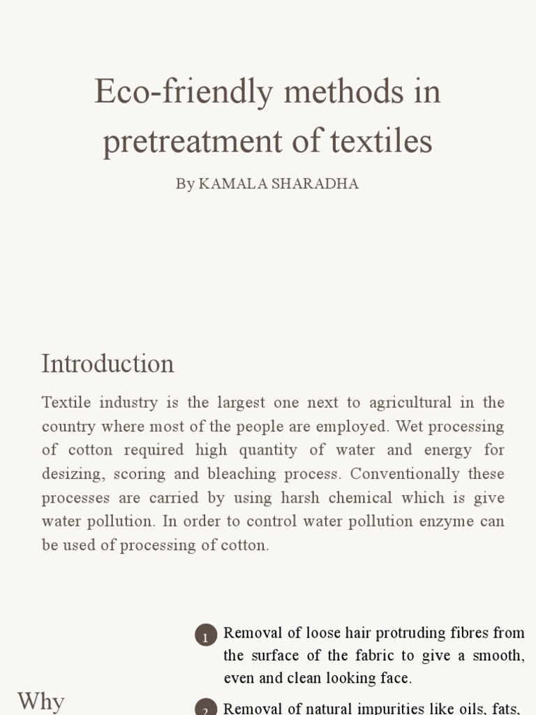 Ecofriendly Methods of Pre Treatment Textile Processing | PDF | Enzyme | Water