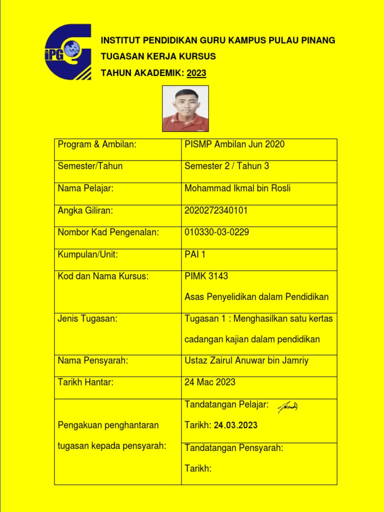 PIMK 3143 - Asas Penyelidikan Dalam Pendidikan - Mohd Ikmal PDF | PDF