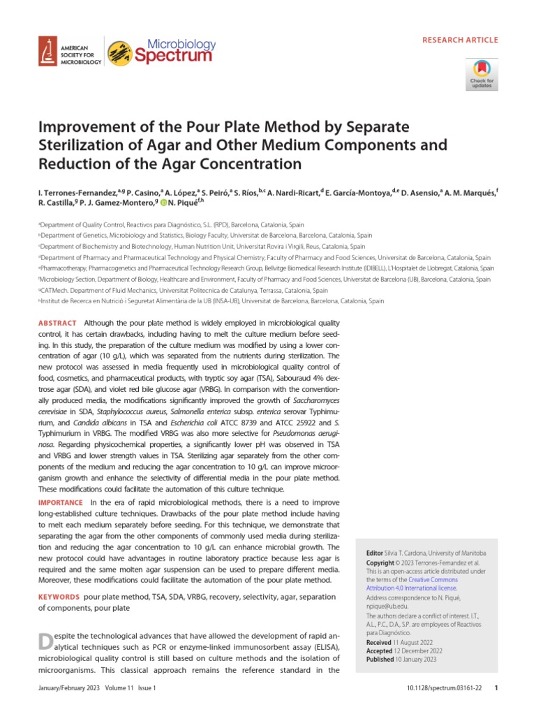 Pour Plate | PDF | Growth Medium | Agar