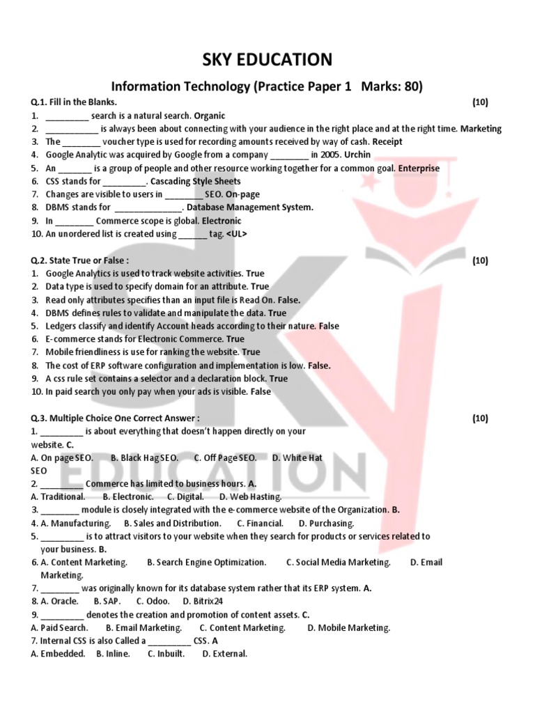 HSC IT PRACTICE PAPERS.pdf | PDF