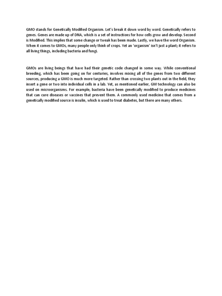 GMO Stands For Genetically Modified Organism | PDF