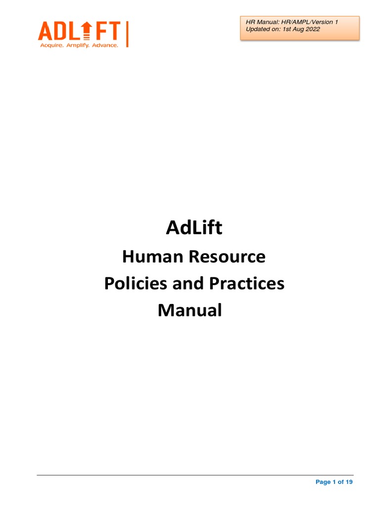 AdLift HR Manual Summary | PDF