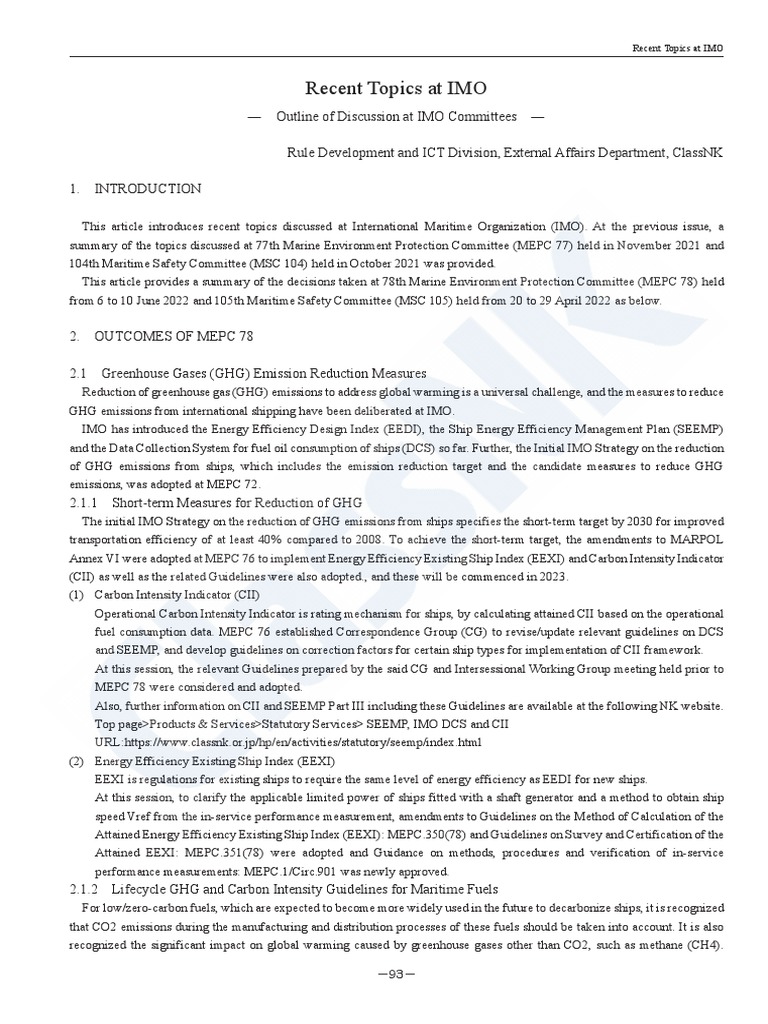 Mepc 79 and MSC 104 Summary PDF | PDF
