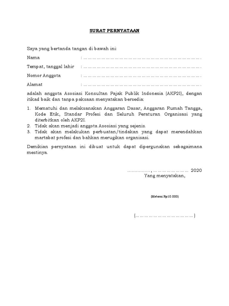 Surat Pernyataan PDF | PDF