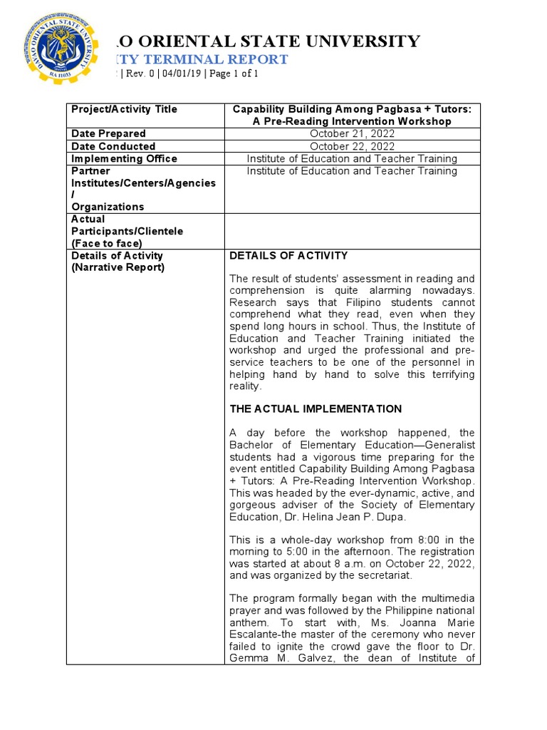 Terminal Report | PDF