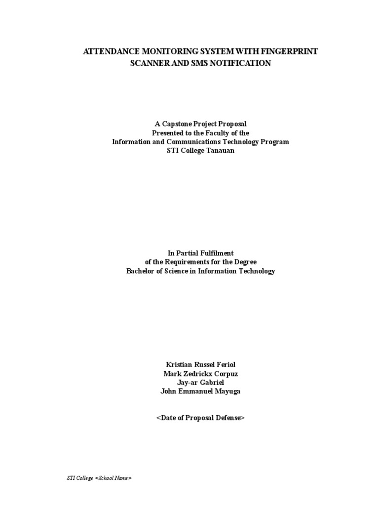 Fingerprint Attendance System Proposal | PDF