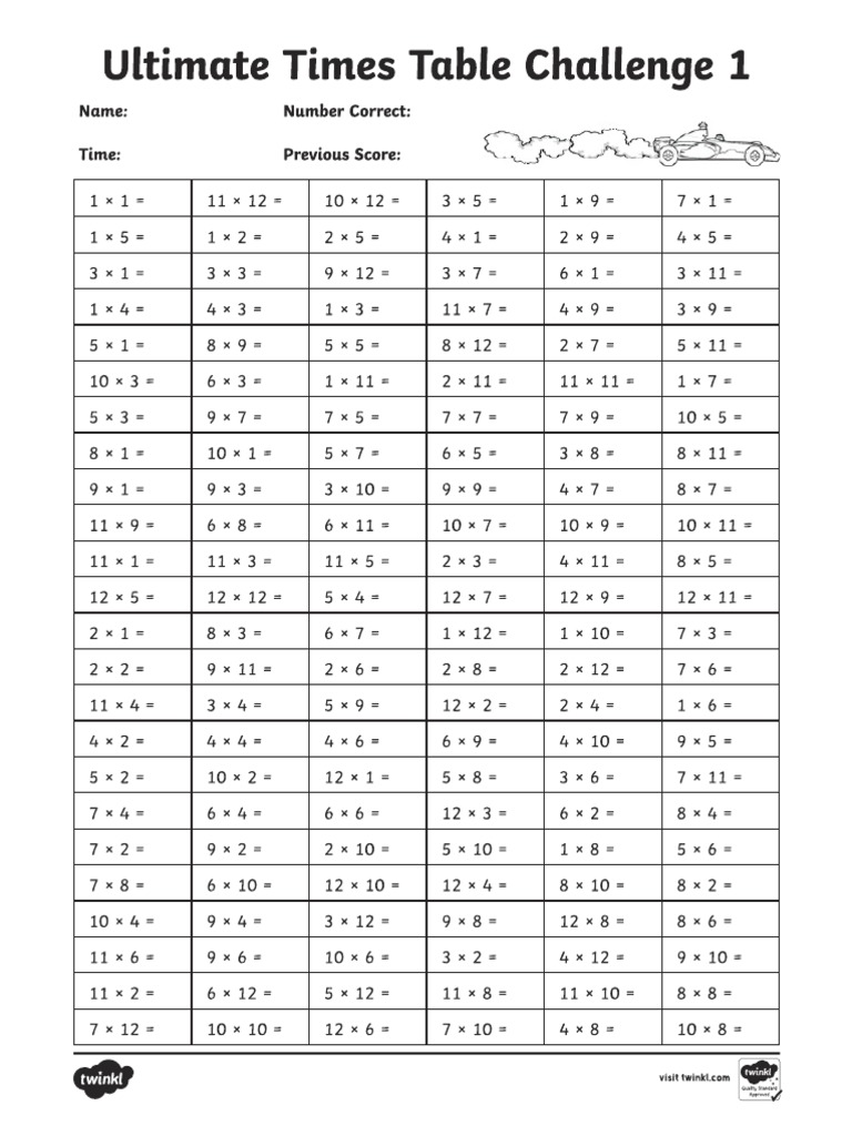 Times Table Challenges PDF | PDF