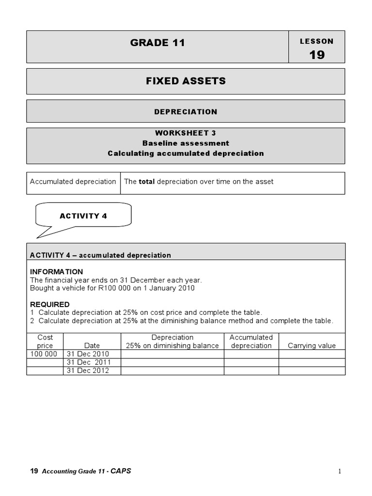 Grade 11 Depreciation Calculations | PDF