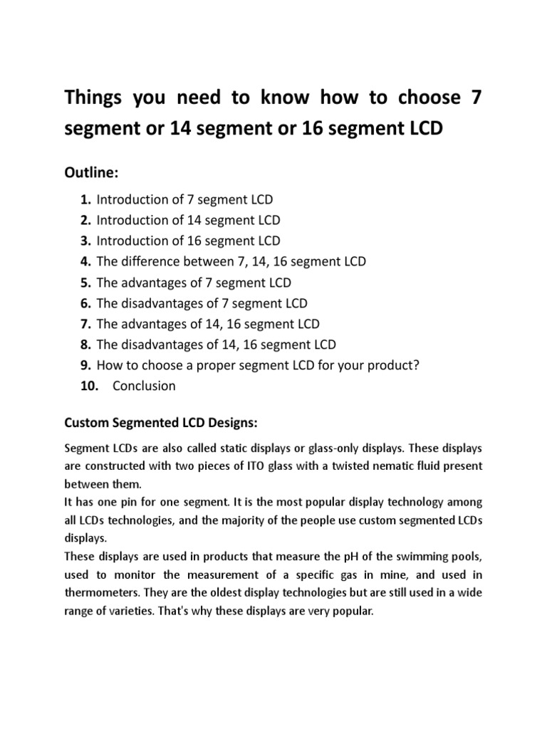 Modified Custom Segmented LCD Designs | PDF