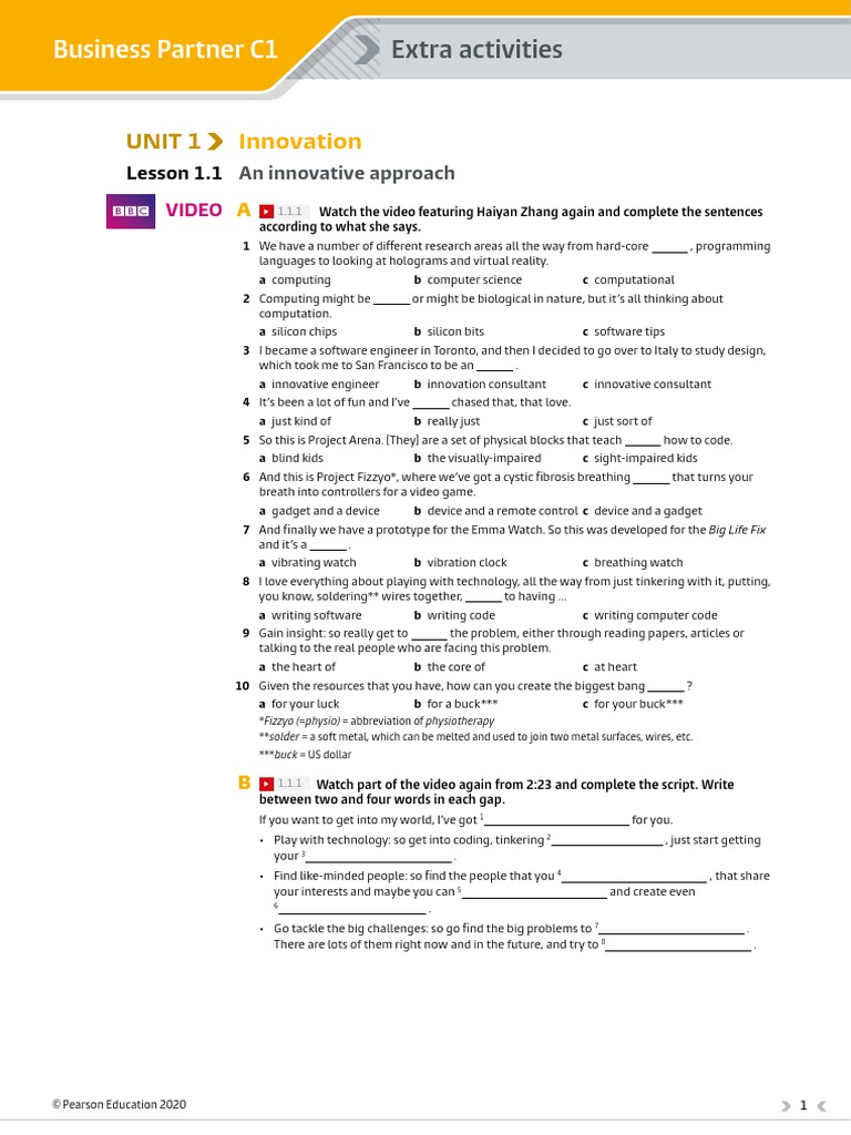 BusPart C1 ExClassPracWS U1 PDF | PDF | Creativity | Cognition