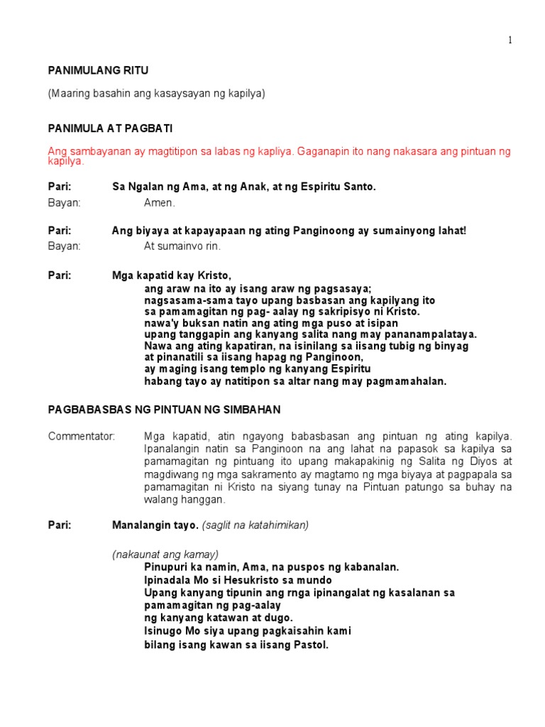 Blessing NG Kapilya FR - Eric | PDF