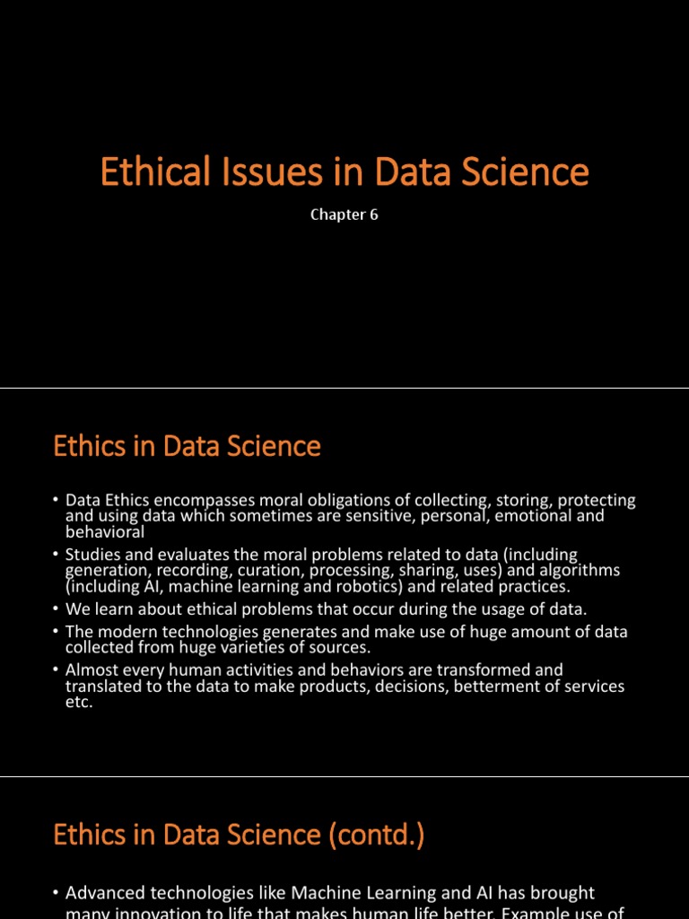 Unit 6. Ethical Issues in Data Science PDF | PDF | Data | Machine Learning